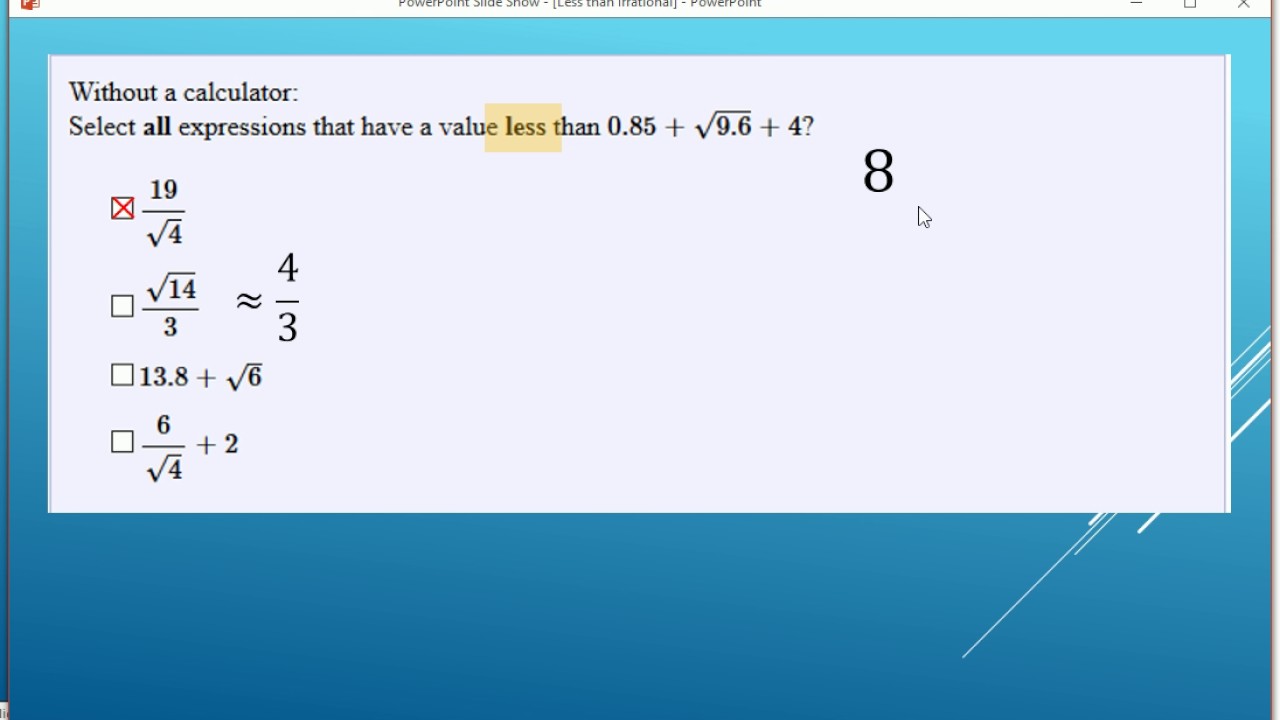 Compare Irrational Numbers - YouTube