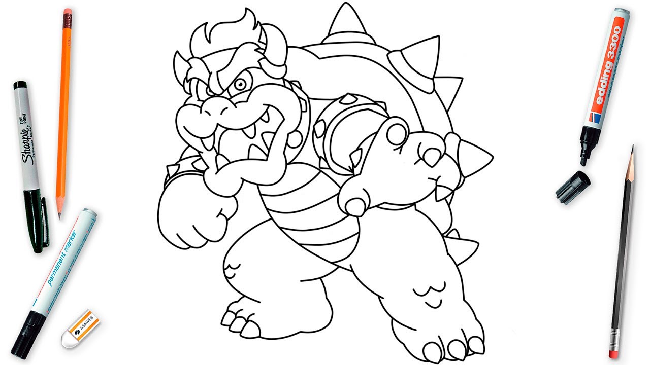 How To Draw Bowser Easy Step By Step | Super Mario Bros Movie Drawing ...