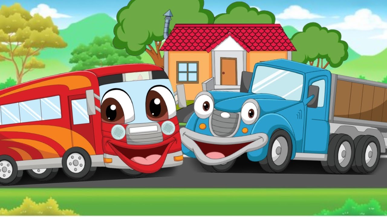 Truck bus mein ladai cartoon।।Bus car truck ladai cartoon mein ...