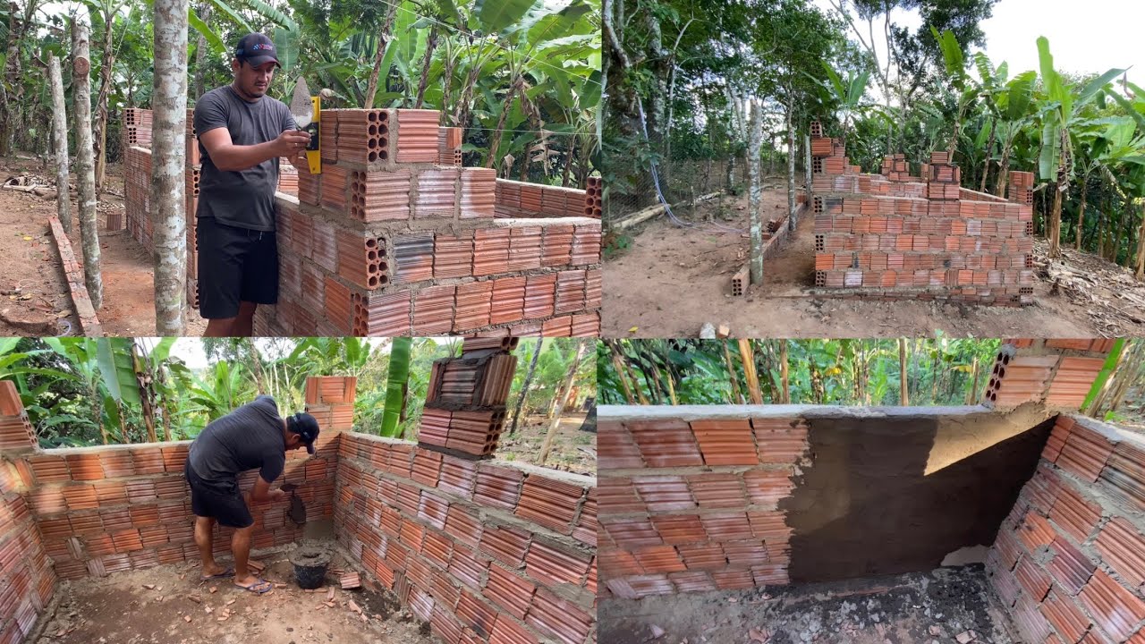 FAZENDO OS PILARES PARA O TELHADO DO CHIQUEIRO + INICIANDO O REBOCO ...