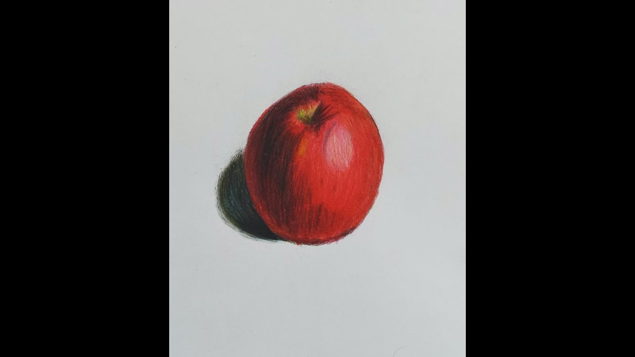 How to draw a Apple in colored pencils/Apple Drawing/Realistic Apple ...