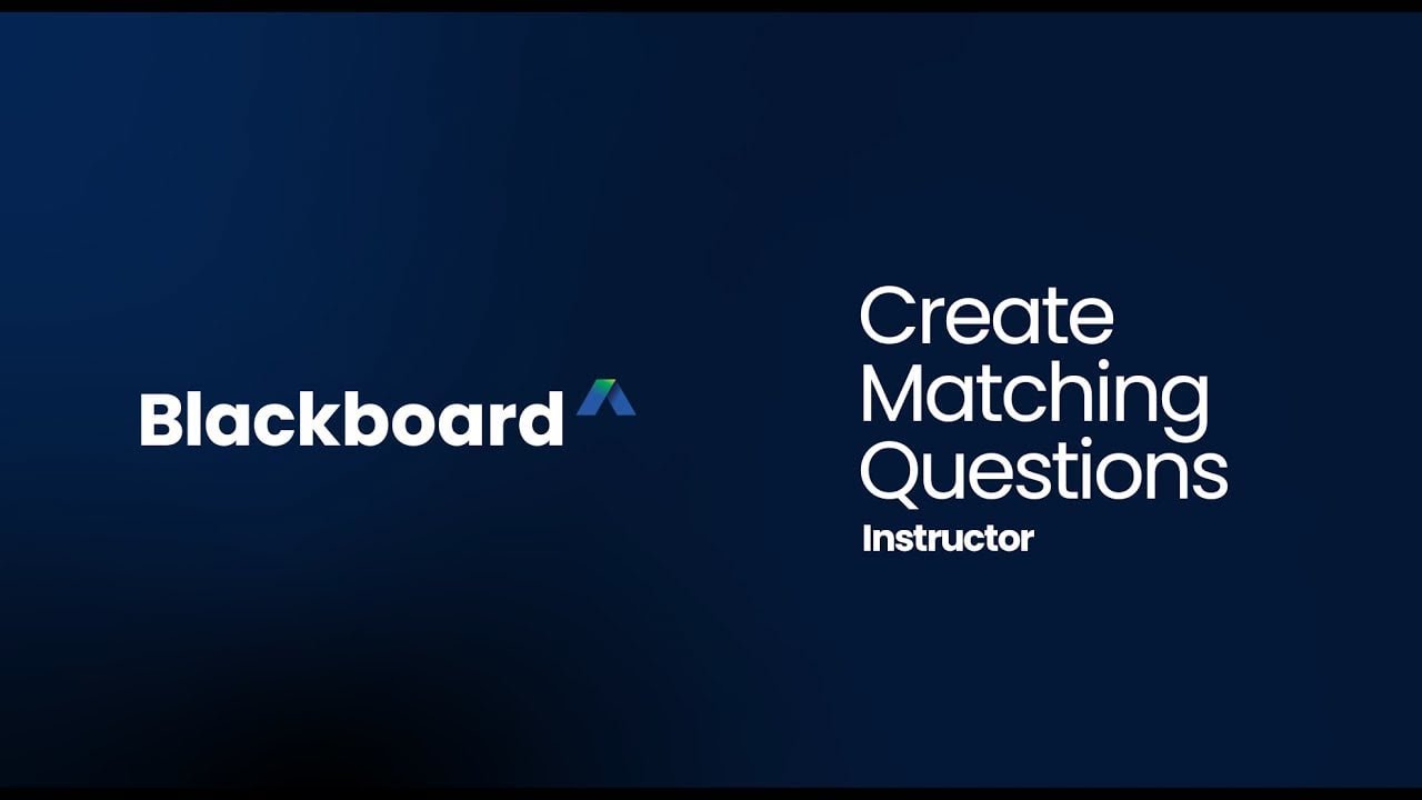 Create Matching Questions in Blackboard - YouTube