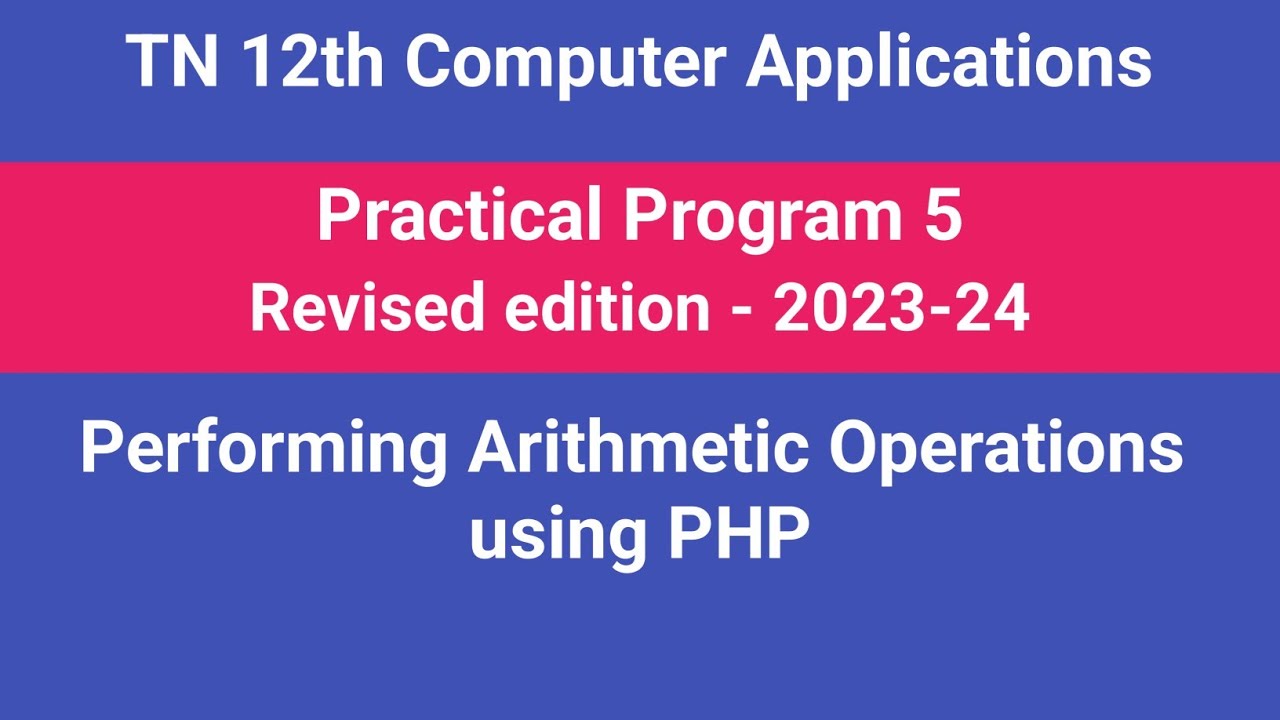 Tn 12th Computer Applications Practical Program 5 Performing Arithmetic Operations Using 5581