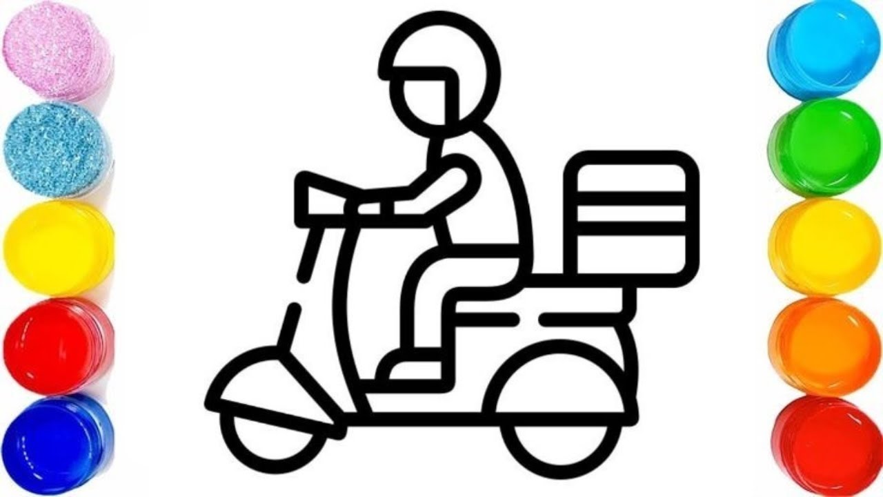 how to draw a scooter easy for kids and toddlers - YouTube