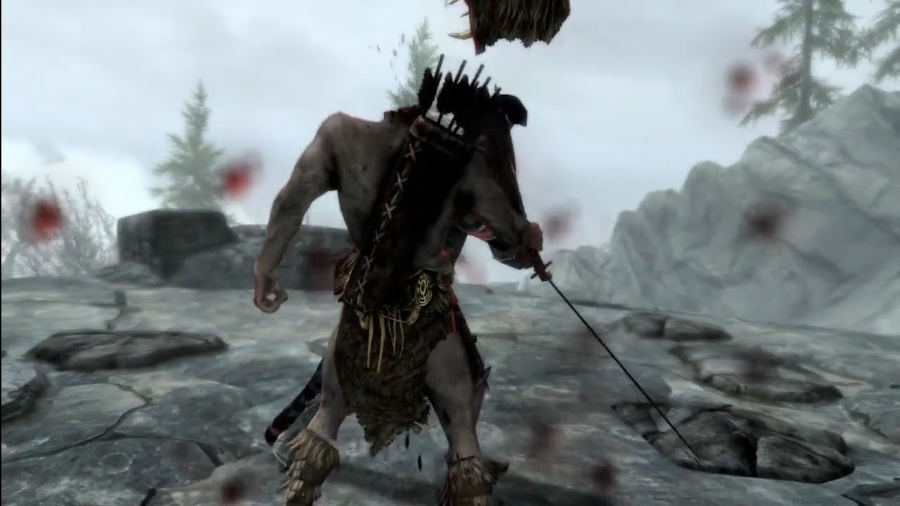 SKYRIM - Using the two handed decapitation skill upgrade (DEVASTATING ...