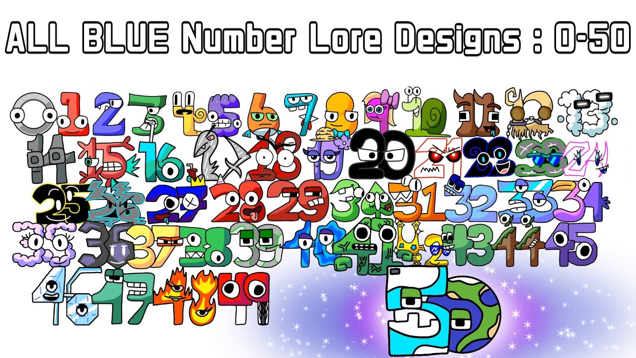 All BLUE Number Lore Designs : 0-50 (Official) - YouTube