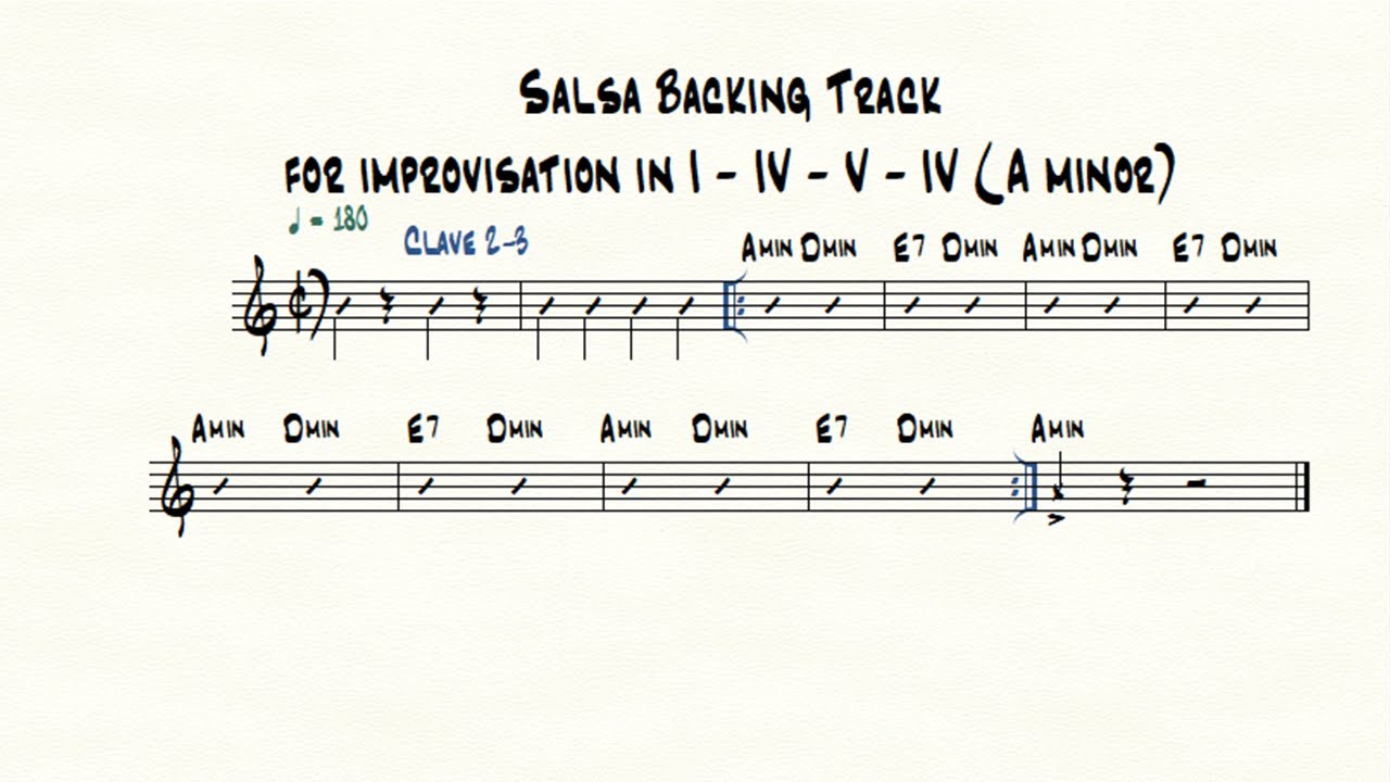 Salsa Backing Track for improvisation. Chord progression: Am / Dm / E7 ...