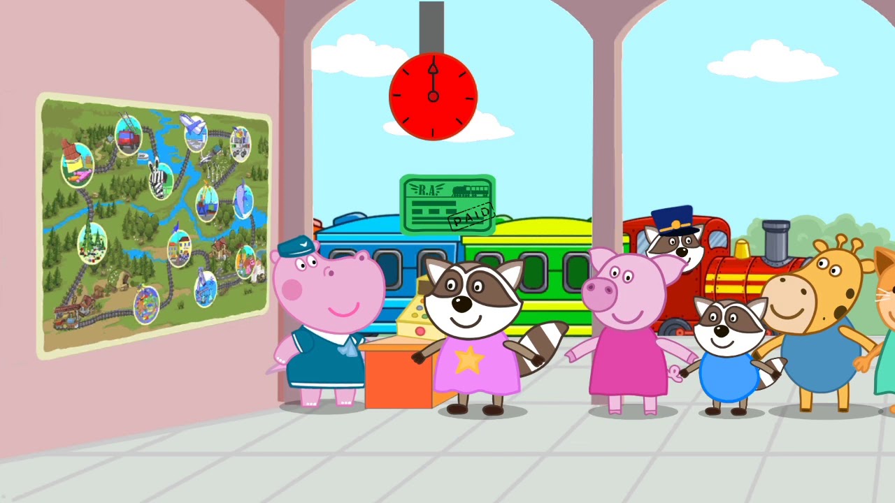 Hippo train adventure game with passenger and collect tickets||Pro kids ...