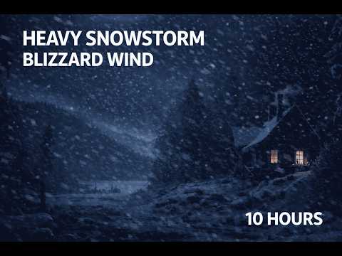 Heavy Blizzard Wind with Hail Sounds at Night | Snowstorm Sleep Ambience (10 Hours)