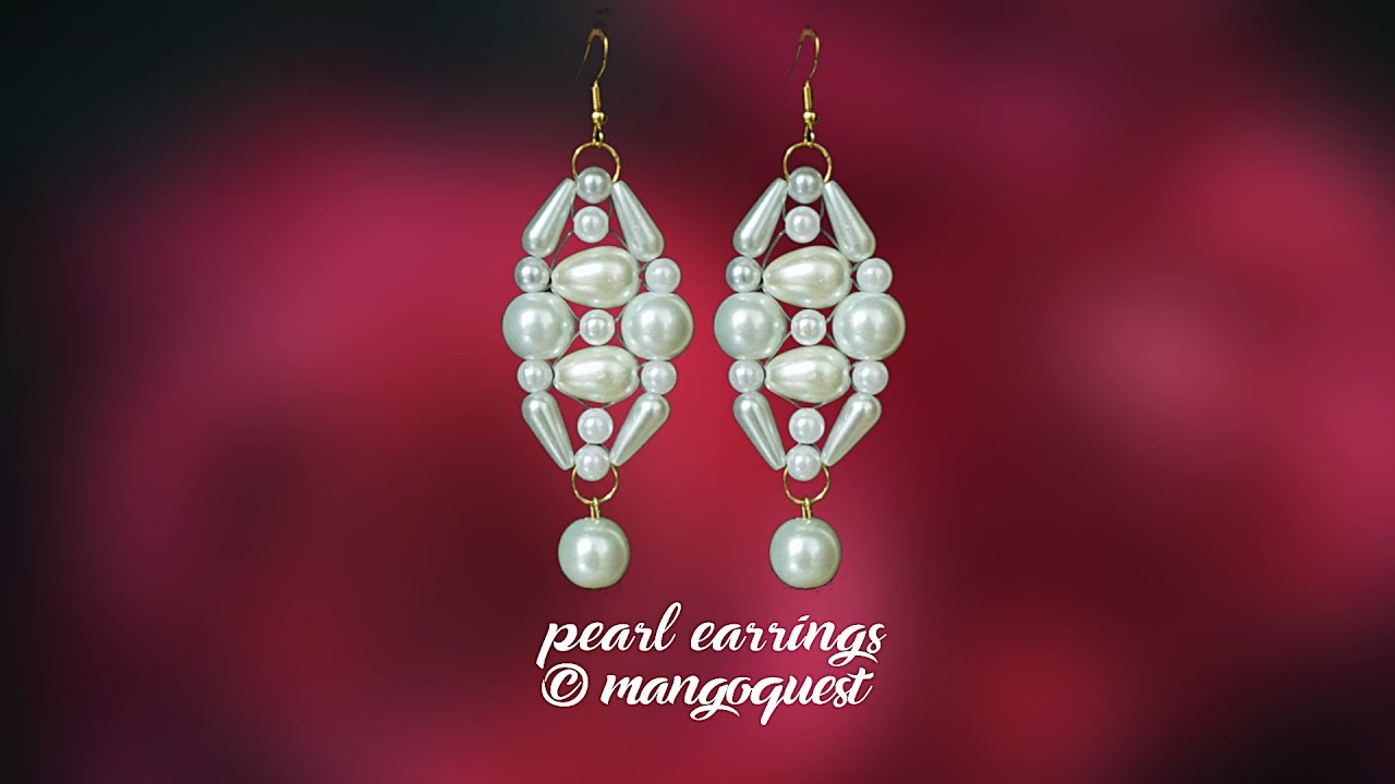 Pearl Earrings Tutorial Fashion Jewellery DIY By Mangoquest - YouTube
