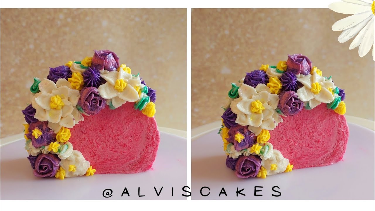 Cute Mini Front side Up cake Tutorial with Buttercream flowers ...