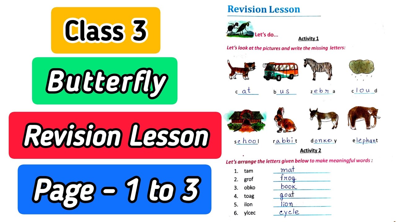 Class 3 English Butterfly Page 1 2 3 | Class 3 Revision Lesson Activity 1 2 3 4 5 |Question ...