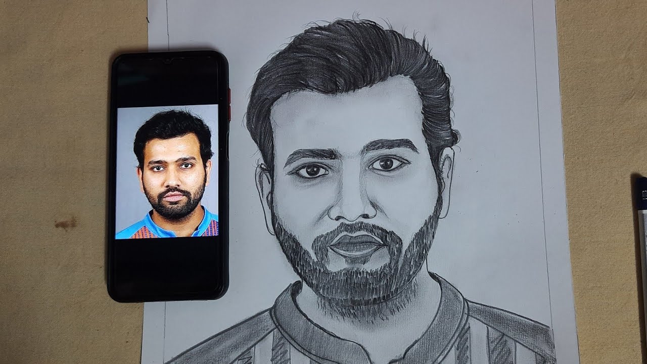 Rohit Sharma drawing easy || Rohit gurunath Sharma sketch|| IPL Rohit ...