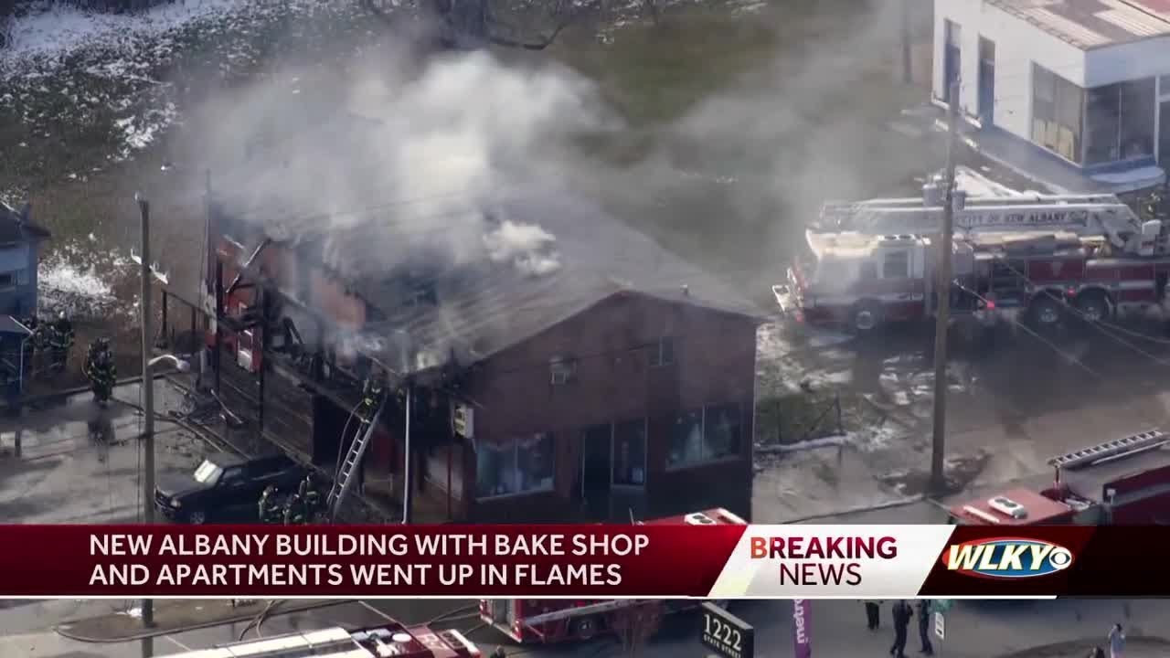 New Albany apartments, decades-old bakery catch fire - YouTube