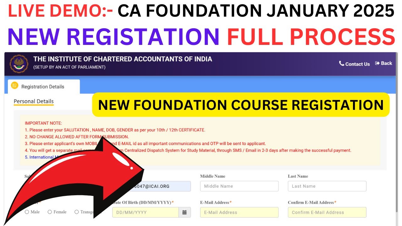 CA Foundation January 2025 Registration Process | CA Foundation New ...