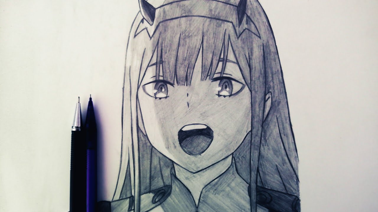How To Draw Zero Two From Darling In The Franxx Step By Step For ...