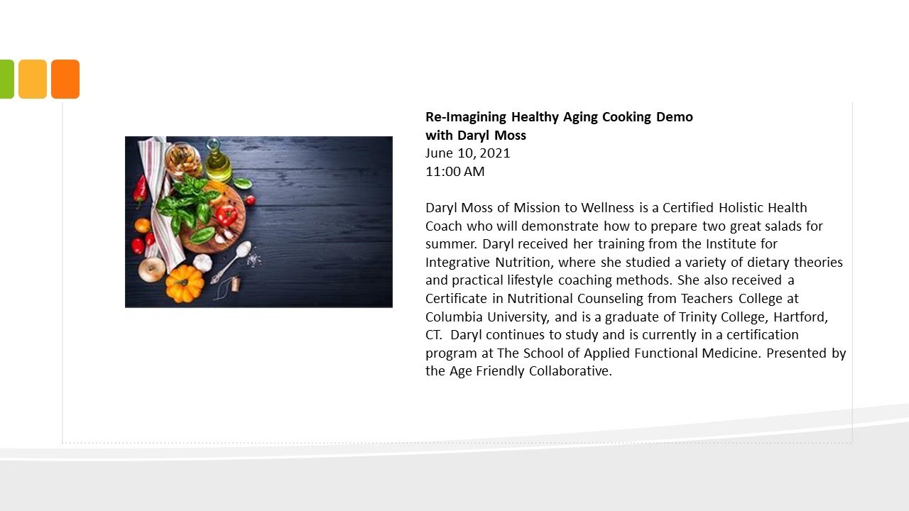 Healthy Aging Cooking Demo with Daryl Moss - YouTube