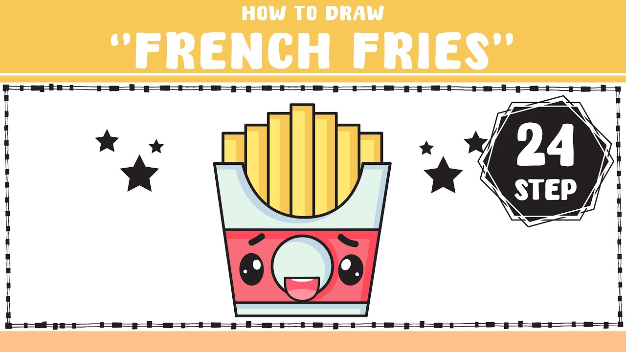24 Step to draw "French fries" | Little Chick Art - YouTube