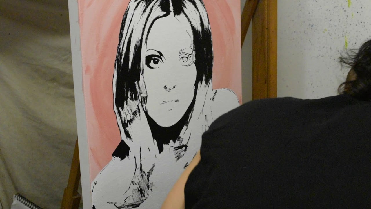 Timelapse painting video, "Sharon Tate" by Tim Furlow - YouTube