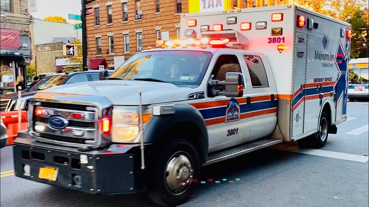 MAIMONIDES MEDICAL CENTER EMS AMBULANCE RESPONDING ON AVENUE J IN ...