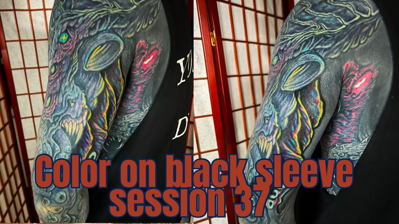 Session 37 Color on black sleeve #tattoo #tattooed #ink - YouTube