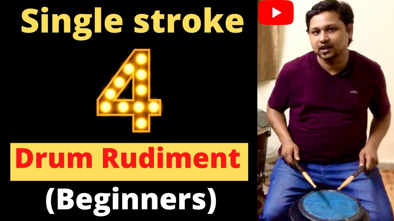 How to play Single Stroke four (Drum rudiment ) || Single stoke 4 कैसे ...