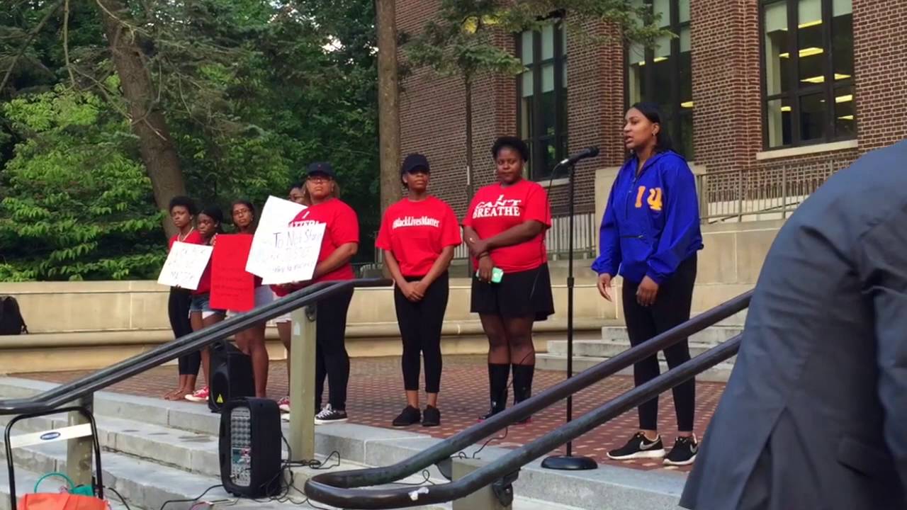 Mariah Smith performs spoken word piece during vigil for Alton Sterling ...