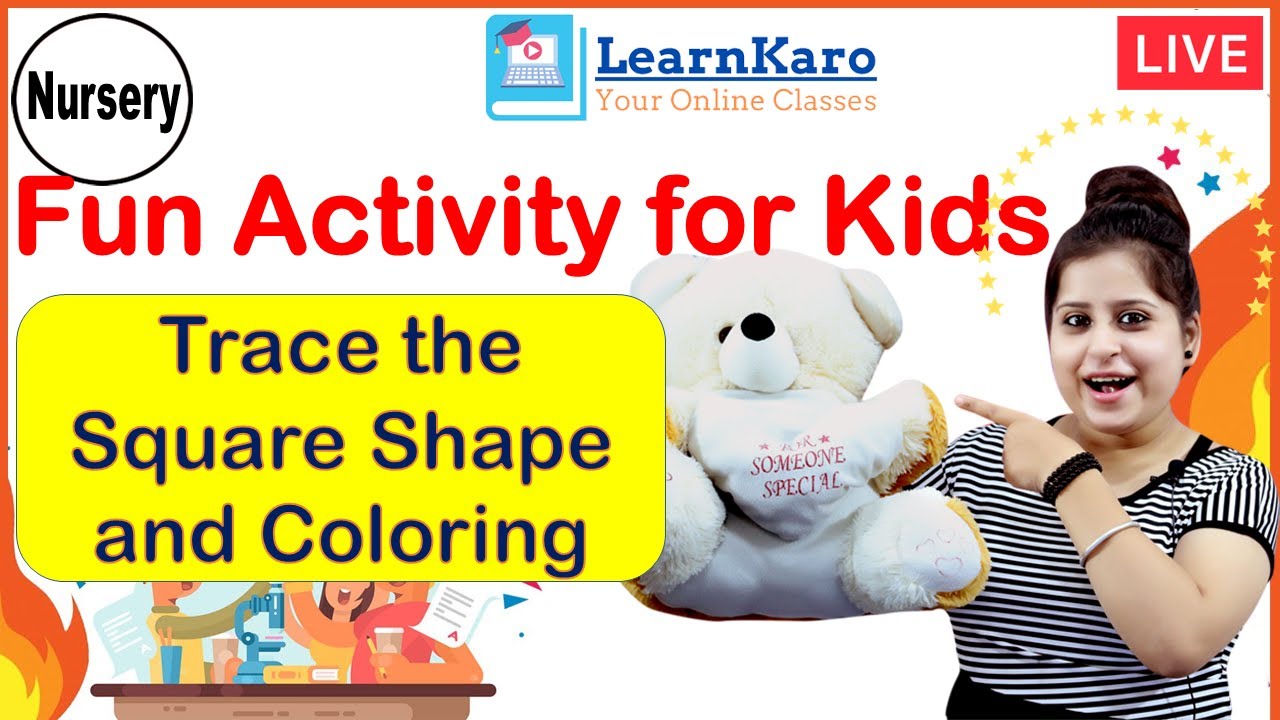 Trace the Square Shape and Coloring | Fun Activity Time For kids | Draw ...
