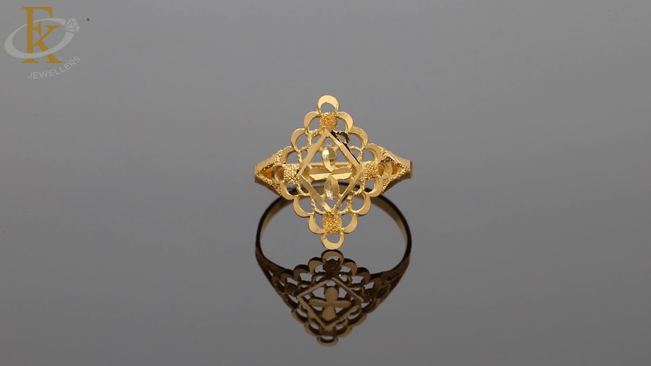Gold Rhombus Shaped Ring 22KT - YouTube