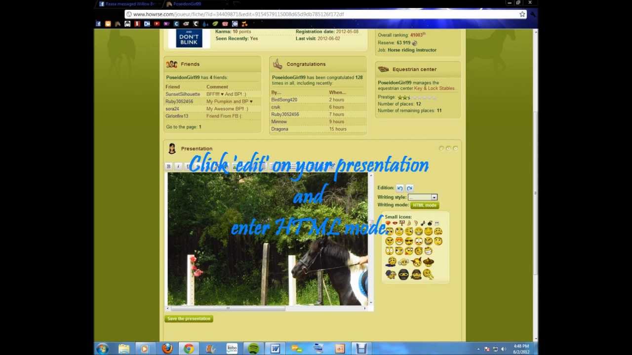 How to put Photos on your Howrse Presentation using Blingee - YouTube