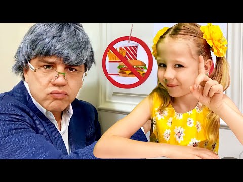 Nastya ve babası okulda oynuyormuş gibi yaptı