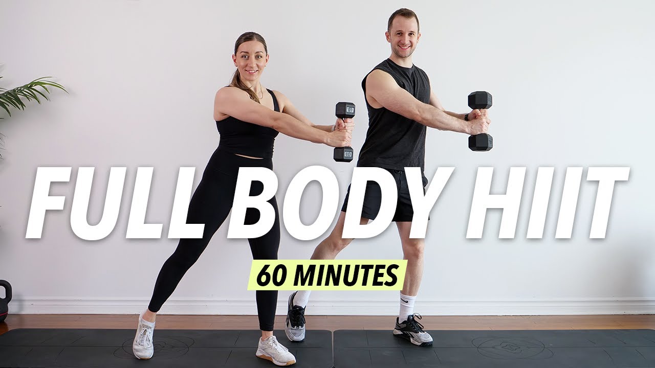 1 HOUR FULL BODY HIIT WORKOUT with Weights at Home [Strength & Cardio ...