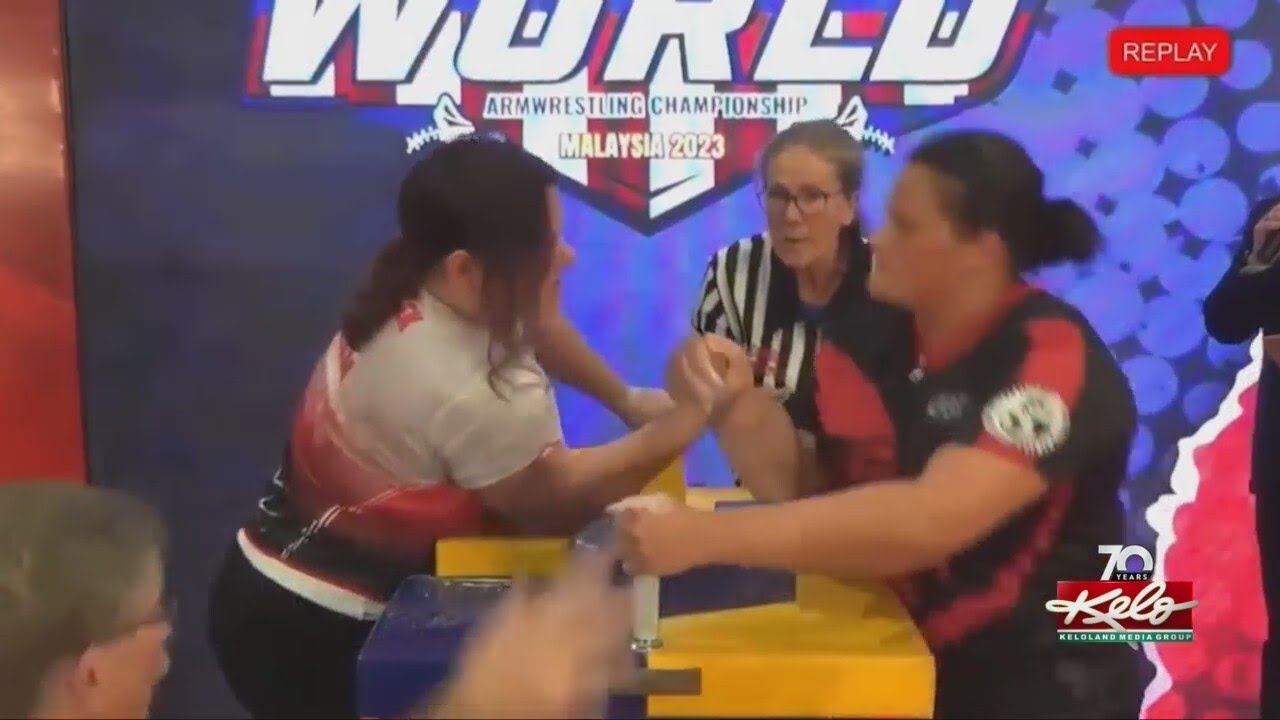 Viborg’s Beth Saltzman wins arm wrestling world title - YouTube