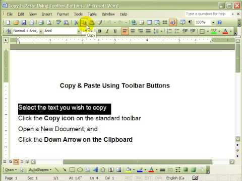 Copy and Paste with the Toolbar - YouTube
