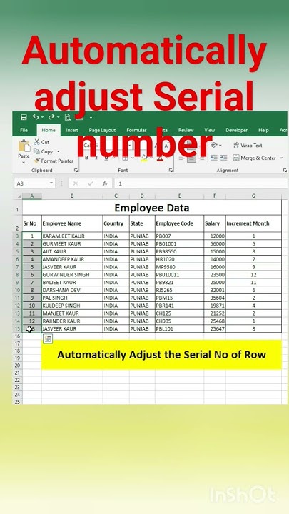 Adjust Row Serial Number Automatically Exceltech Excelshortcuts Viral Excelworld Exceltips