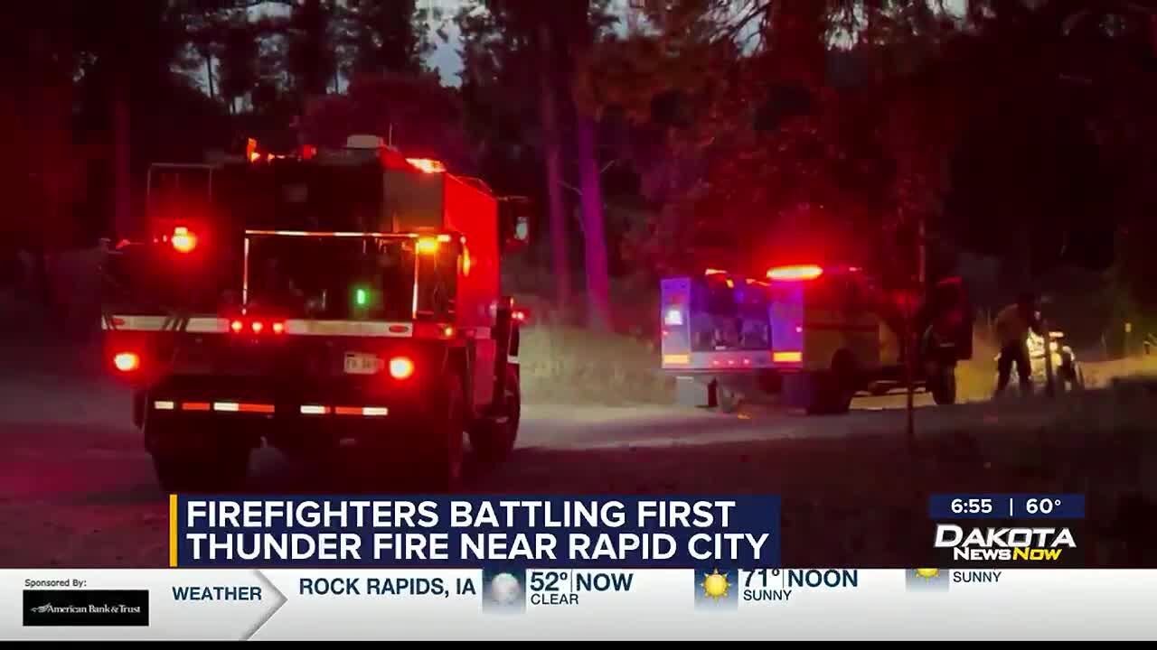 Firefighters battle First Thunder Fire near Rapid City - YouTube