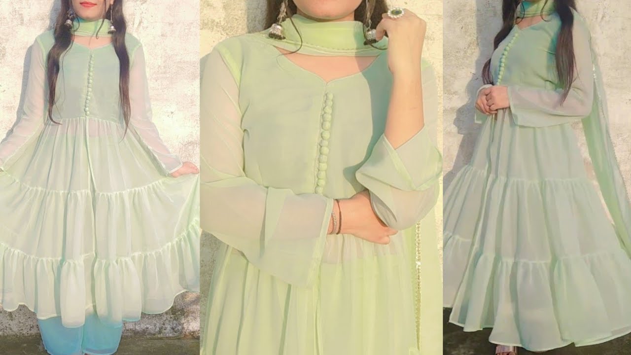Frill/Layered/Frock Cutting And Stitching With Long Sleeve/3Layers ...