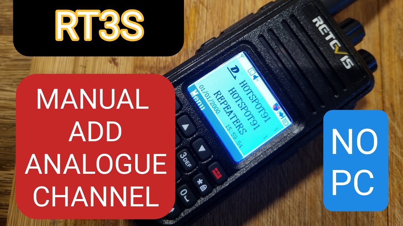 RETEVIS RT3D NO Software-Add Channel(Analogue) Using only the Radio! - YouTube