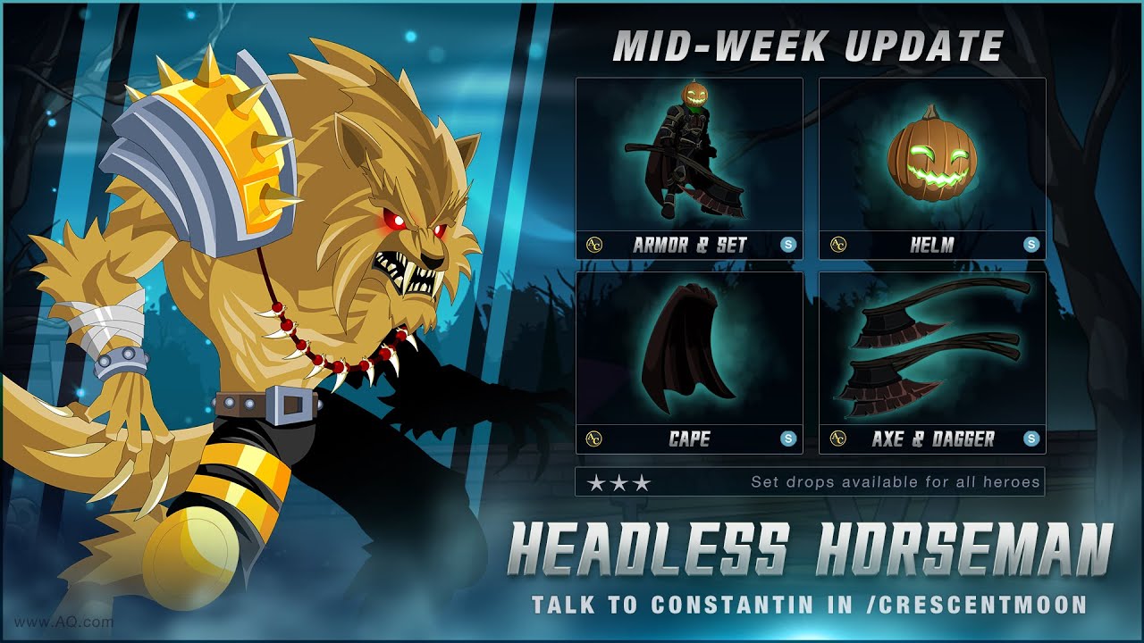 AQW Mid-Week Update: Headless Horseman Set - Oversoul's Rusted Head ...