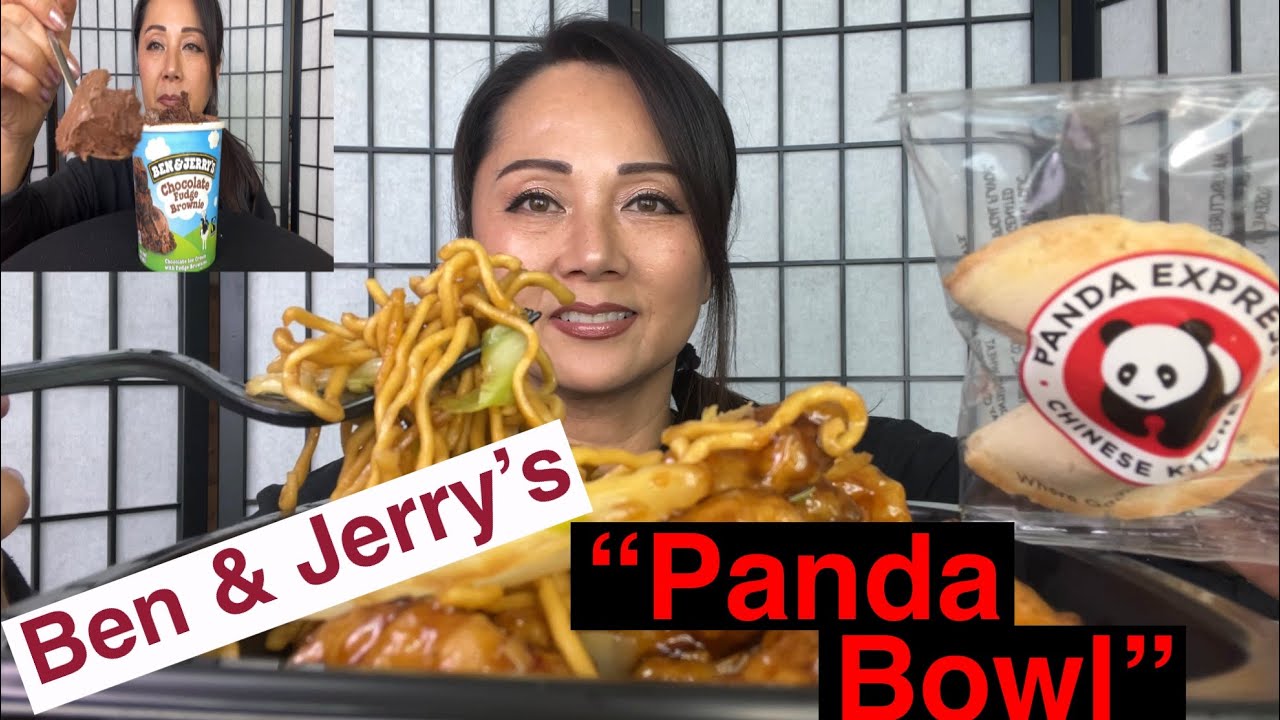 ASMR EATING PANDA 🐼 EXPRESS PANDA BOWL #먹방 #중식요리 BEN & JERRY CHOCOLATE FUDGE BROWNIE ICE CREAM ...