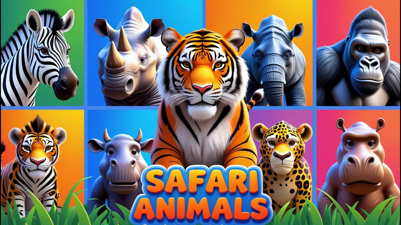 Safari Fun Animals Song | Learn Sounds & Names | Fun Kids Nursery Rhyme ...