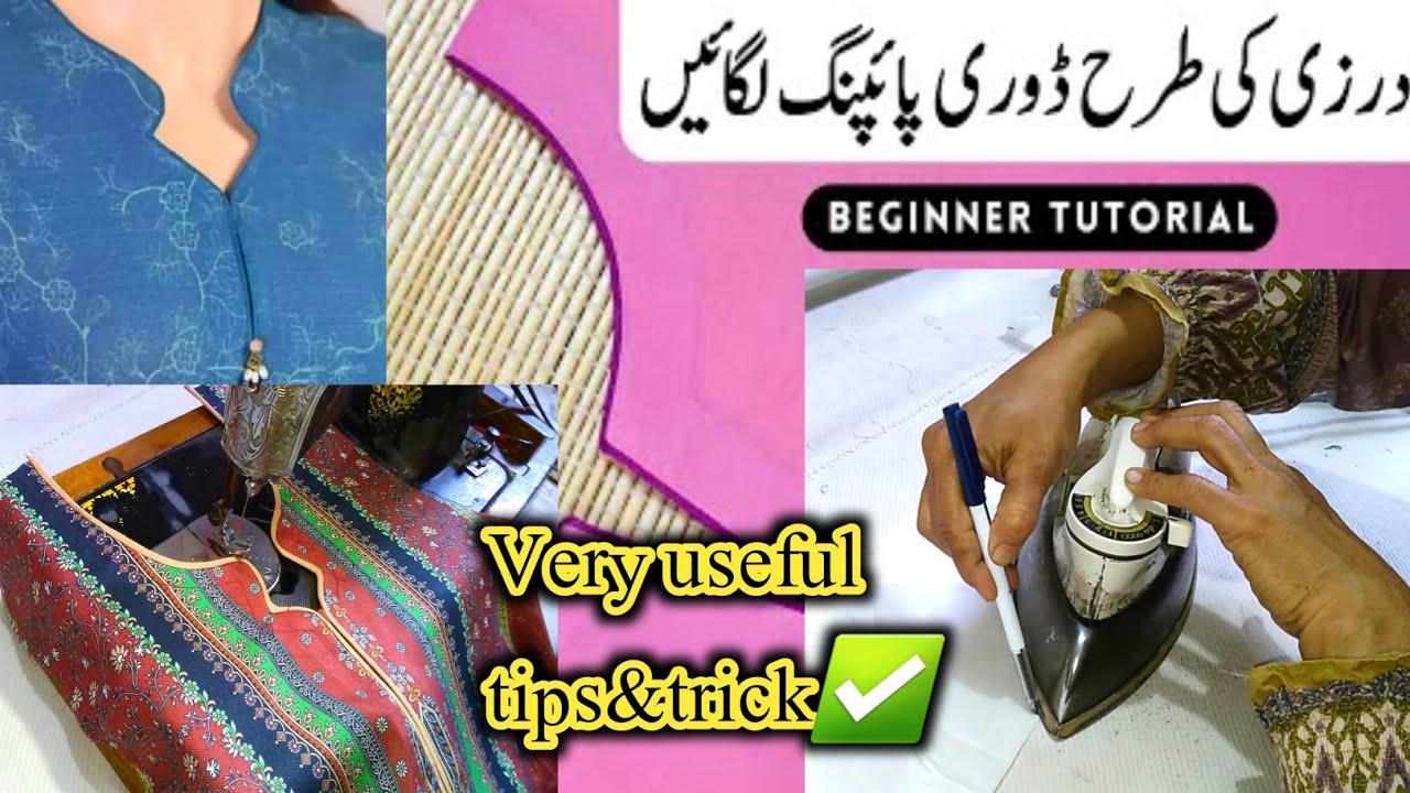 Round Neck with Dori Piping in Slit | Easy Method | Beginner Tutorial ...