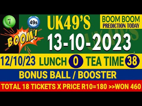 13/10/2023 UK 49s prediction for today UK 49 Lunchtime and Teatime ...