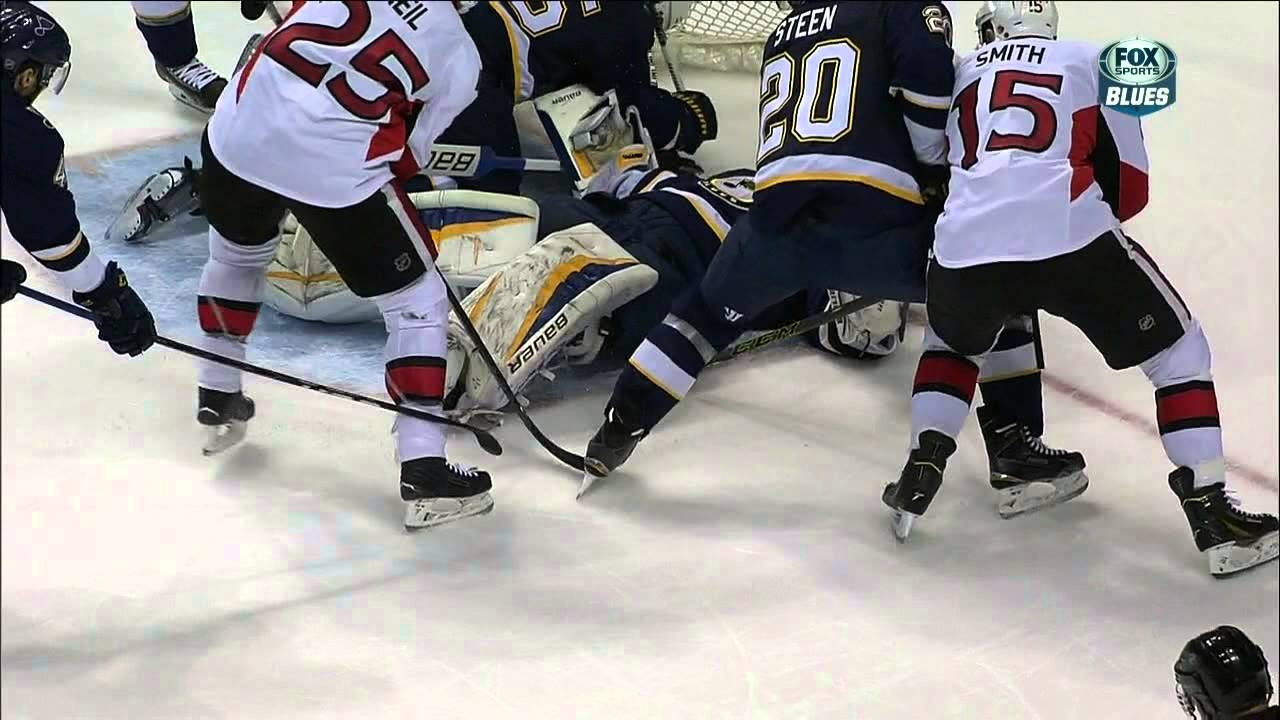 Erik Condra vs Chris Butler fight Ottawa Senators vs St. Louis Blues ...