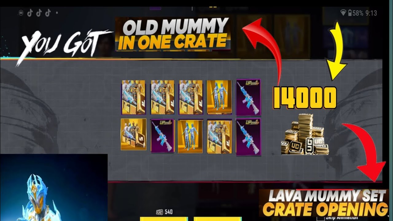 OMG🔥,,ALL MUMMY SUIT IN 14,k UC NEW LAVA MUMY SET CREATE OPNING ! M416 ...