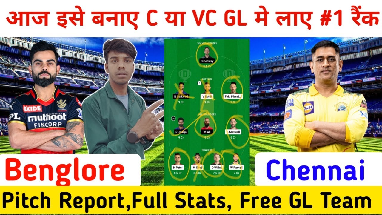 RCB vs CHE Dream11 Team|RCB vs CHE Dream11 Prediction|RCB vs CHE Today ...