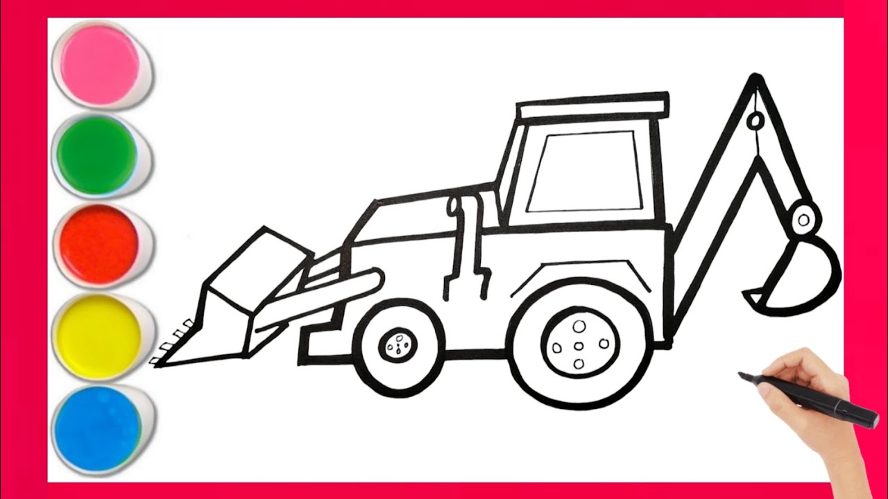 Jcb Drawing, Painting, Coloring for Toddlers & Kids | How to Draw Easy ...