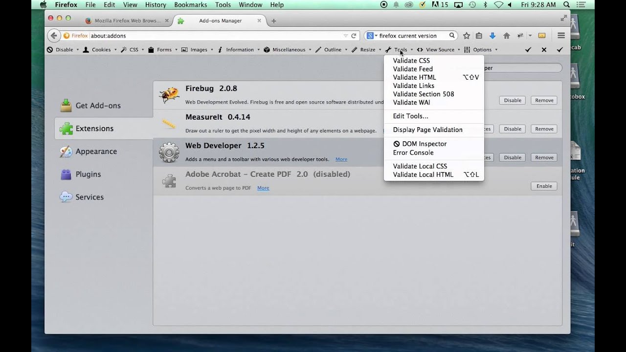 Web Developer Toolbar basic usage - YouTube