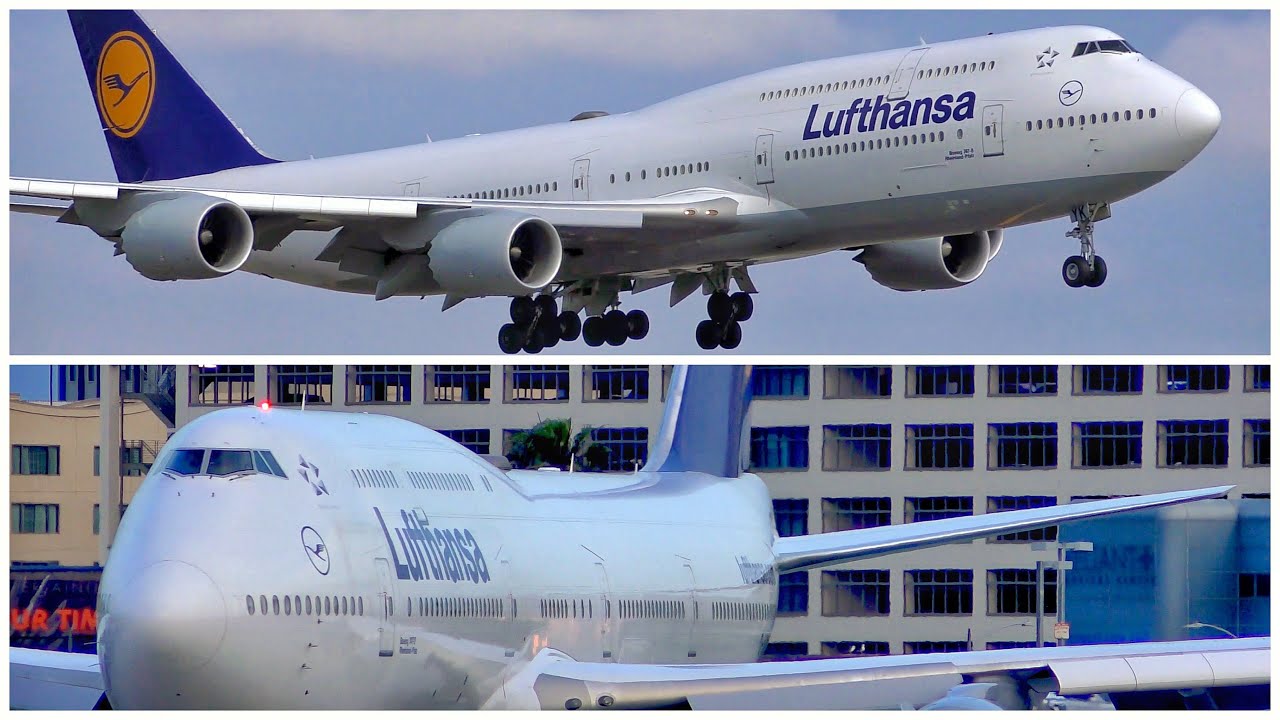 [4K] LUFTHANSA BOEING 747-830 LAX ARRIVAL & DEPARTURE - PLANE SPOTTING ...