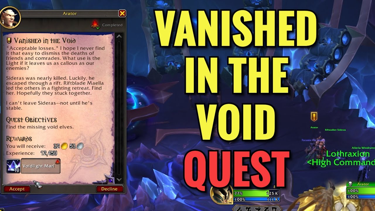 Vanished In The Void Quest (WoW Midnight) - YouTube